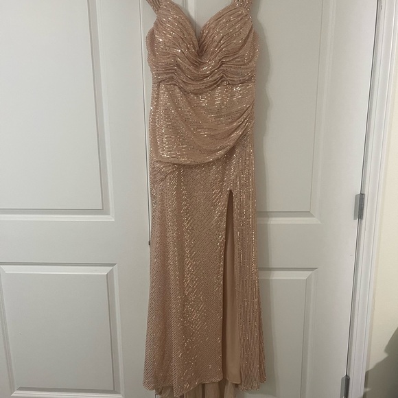 Dresses | Elegant Sequin Evening Gown Gold | Poshmark